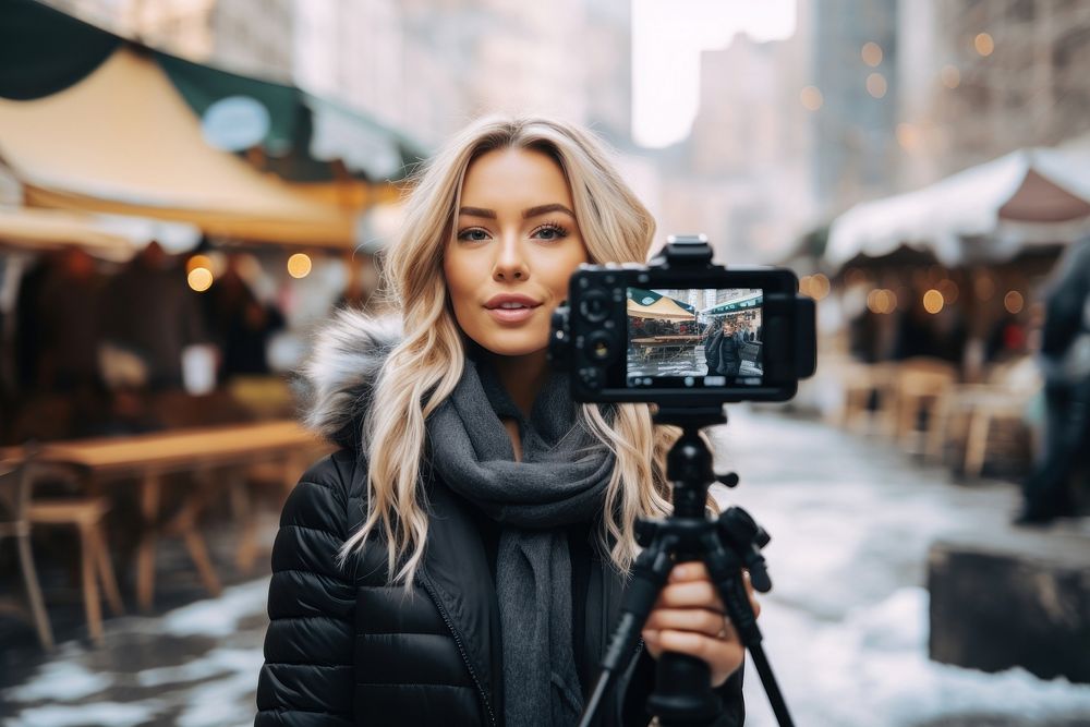 Influencer filming camera selfie. | Free Photo - rawpixel