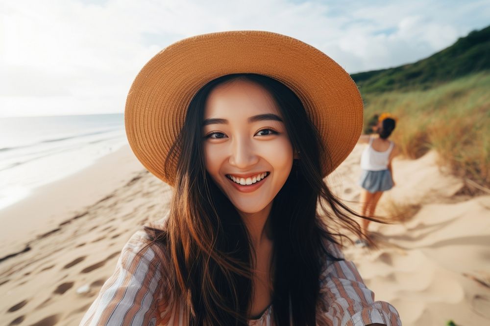 Influencer portrait smiling travel. | Free Photo - rawpixel