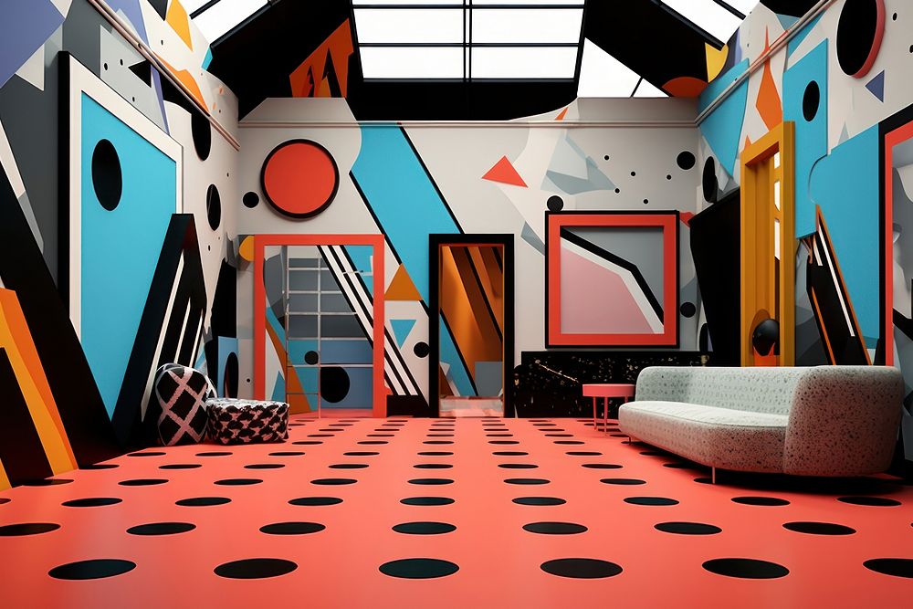 Memphis design empty room art | Free Photo Illustration - rawpixel