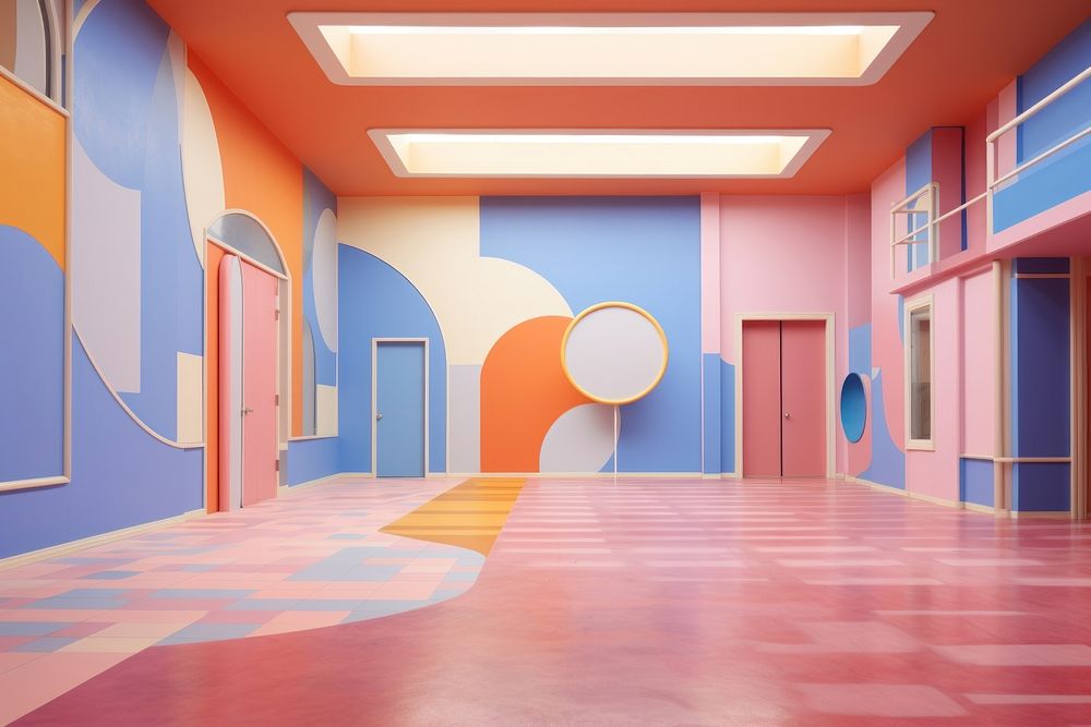 Memphis design empty room art | Free Photo Illustration - rawpixel