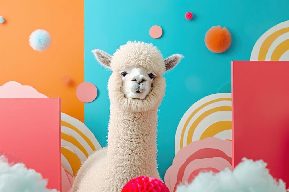 Minimal Collage Retro dreamy alpaca | Free Photo Illustration - rawpixel