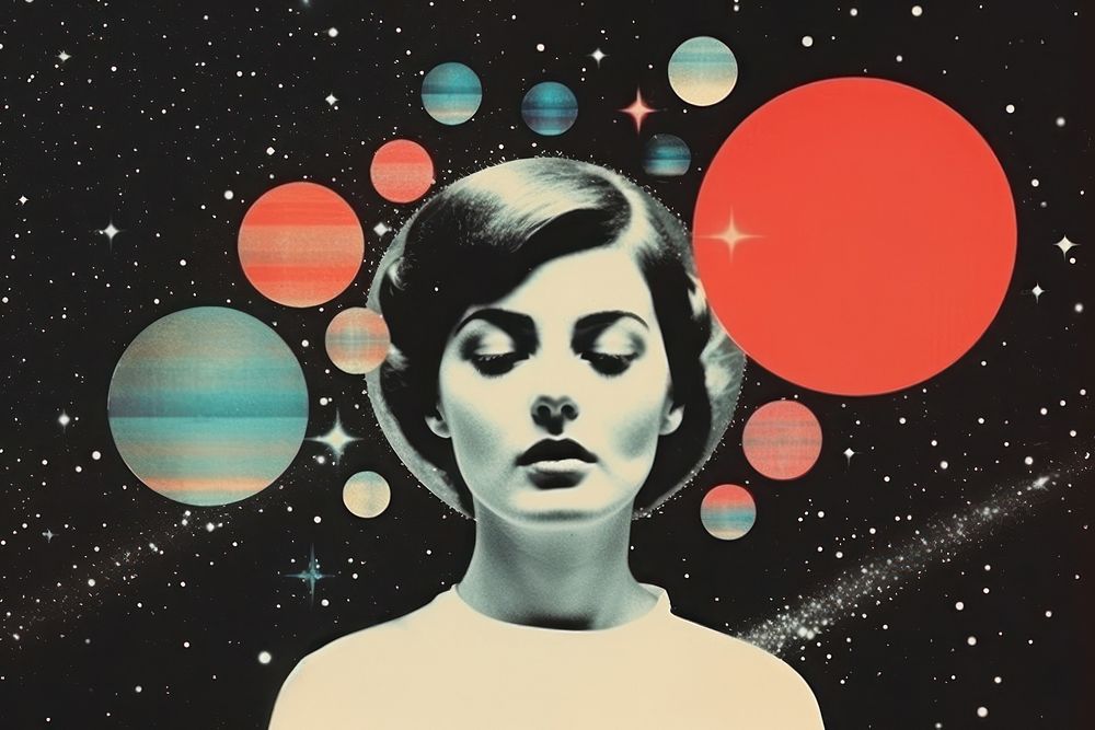 Minimal Collage Retro dreamy galaxy | Free Photo Illustration - rawpixel