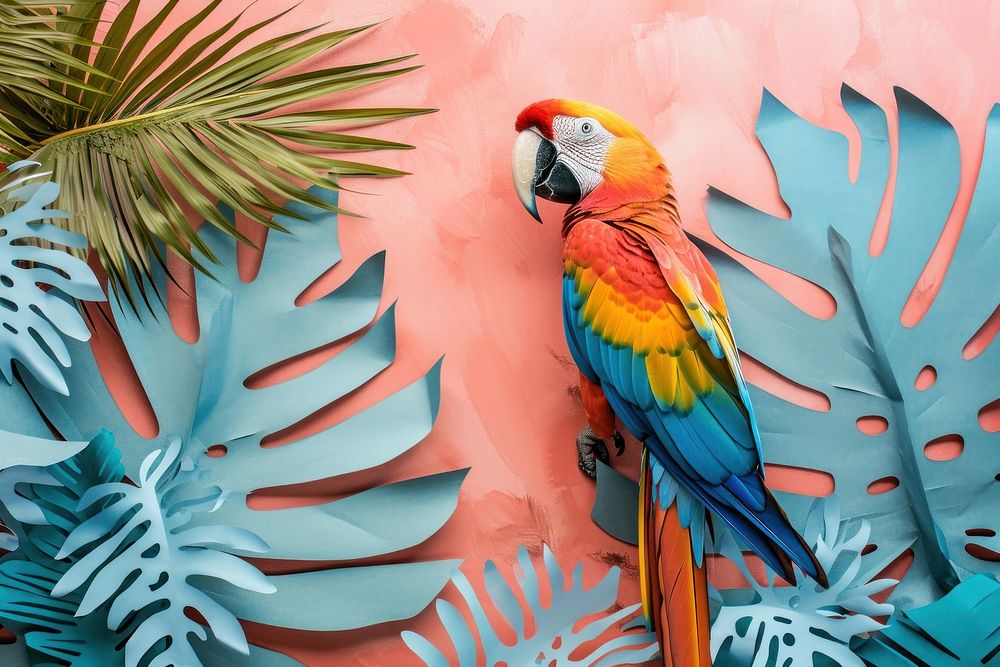 Minimal Collage Retro dreamy parrot | Premium Photo Illustration - rawpixel