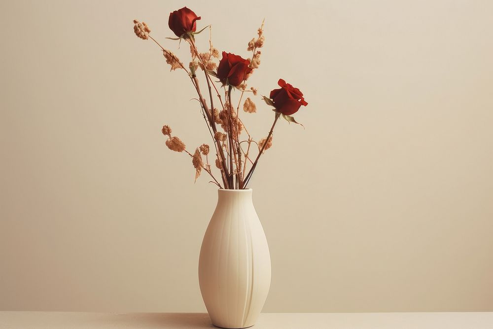 Dried red rose flower vase | Free Photo - rawpixel