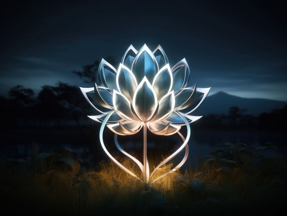 Bioluminescent flower lighting outdoors glowing. | Premium Photo ...