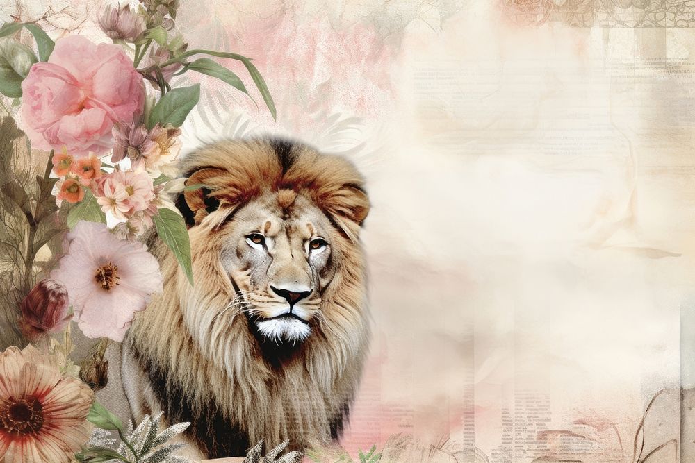Wild animals lion border mammal | Free Photo Illustration - rawpixel
