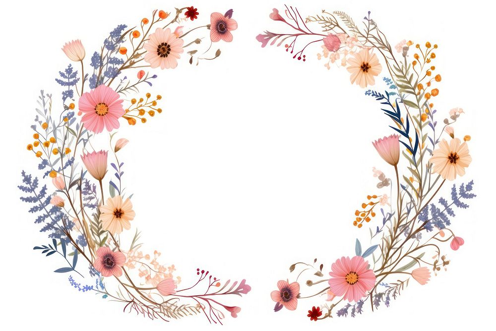 Floral wreath flower pattern circle | Free Photo Illustration - rawpixel