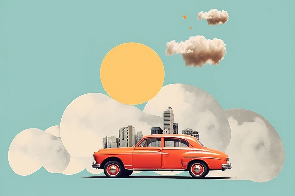 Collage Retro dreamy car road | Premium Photo Illustration - rawpixel