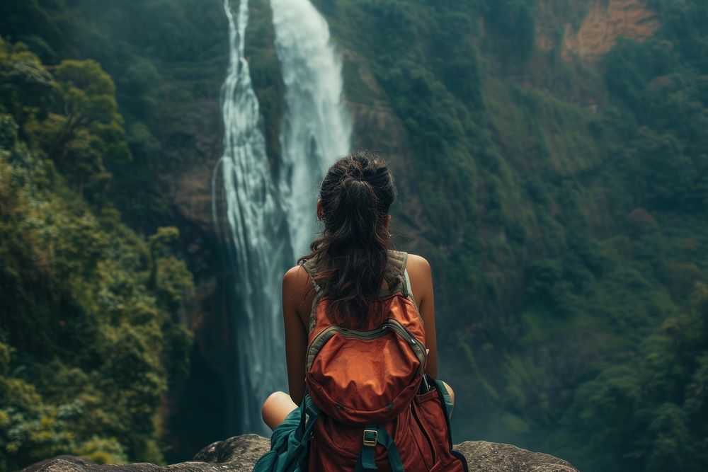 Indian women waterfall photography outdoors. | Free Photo - rawpixel