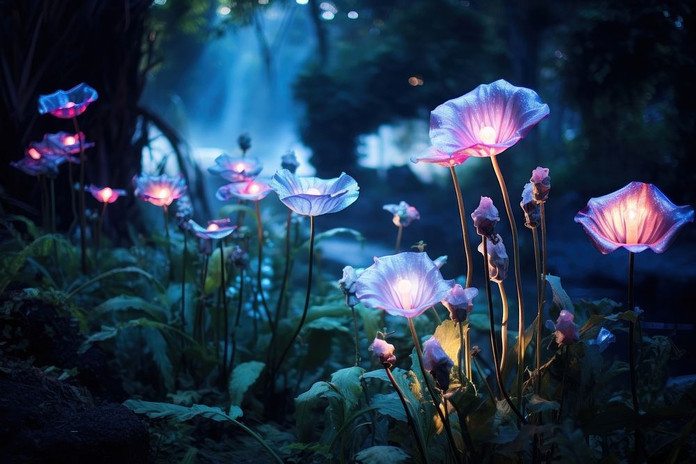 Bioluminescent flowers outdoors nature plant. | Premium Photo - rawpixel