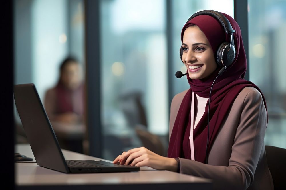 Qatari woman working call center | Free Photo - rawpixel