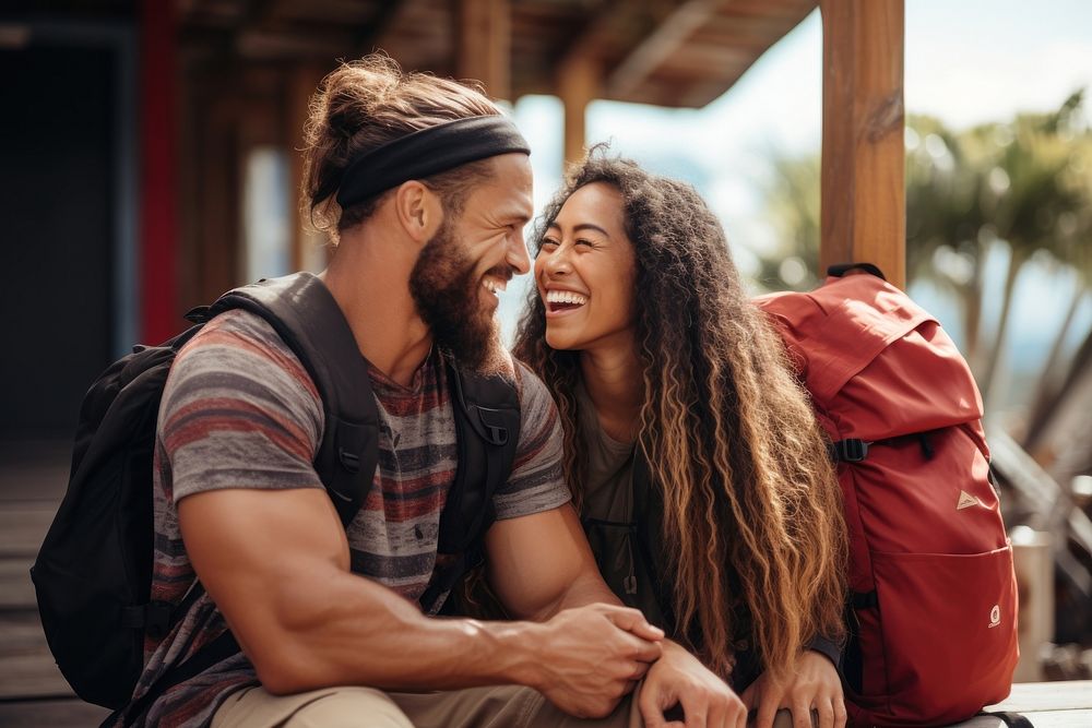 Samoan couple laughing travel adult. | Free Photo - rawpixel
