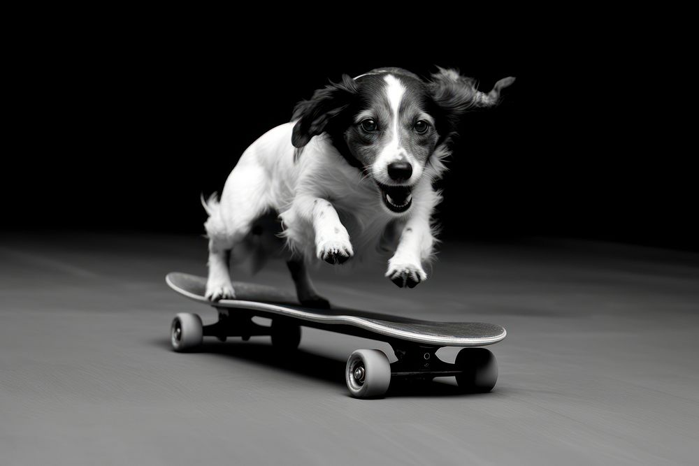 dog riding skateboard mammal animal | Free Photo - rawpixel