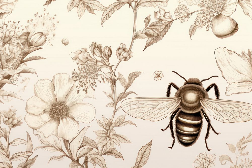 Toile wallpaper Honey bee animal | Free Photo Illustration - rawpixel