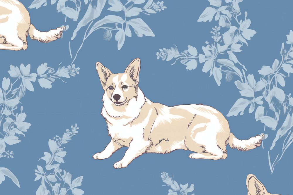 Toile wallpaper single Corgi animal | Free Photo Illustration - rawpixel