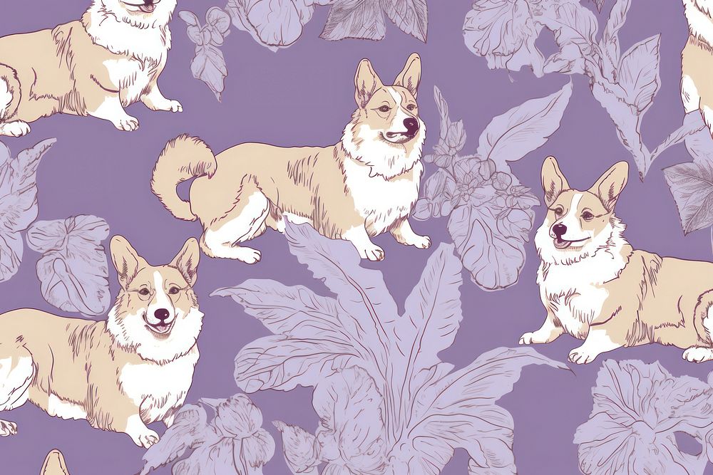 Toile wallpaper single Corgi pattern | Free Photo Illustration - rawpixel