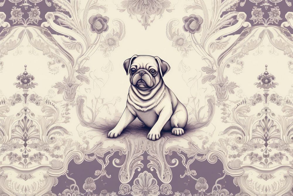 Toile wallpaper single Pug dog | Premium Photo Illustration - rawpixel