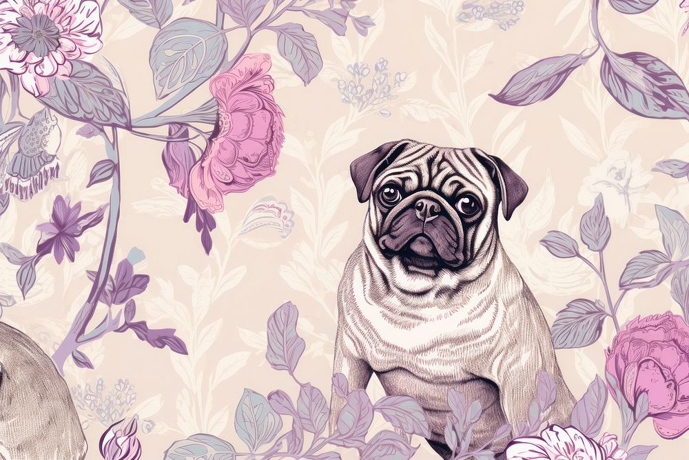 Toile wallpaper single Pug dog | Free Photo Illustration - rawpixel