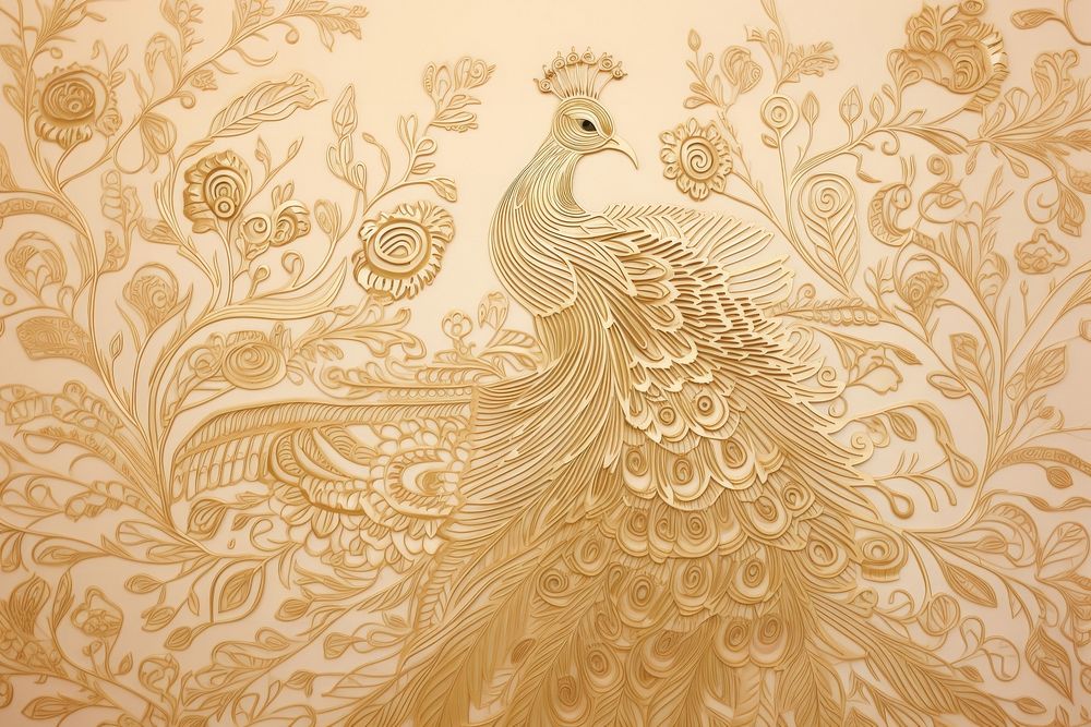 Toile wallpaper peacock painting pattern | Premium Photo Illustration ...