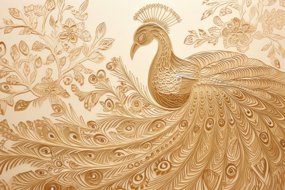 Toile wallpaper peacock pattern gold | Premium Photo Illustration ...