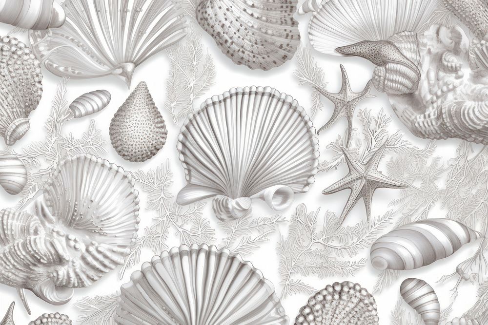 Toile wallpaper shell seashell silver | Free Photo Illustration - rawpixel