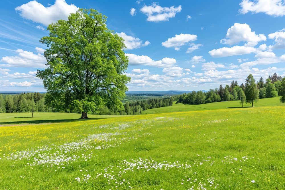 Elm Tree landscape tree grassland. | Free Photo - rawpixel