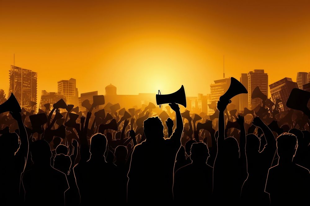 Protest architecture silhouette people. | Premium Photo Illustration ...