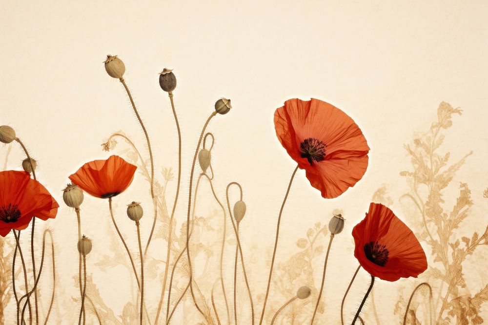 Real pressed poppy flowers plant | Free Photo - rawpixel