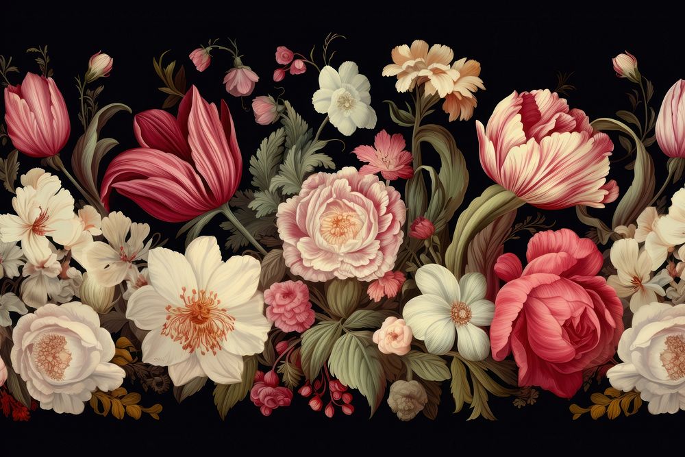 Vintage flowers pattern plant petal. | Free Photo Illustration - rawpixel