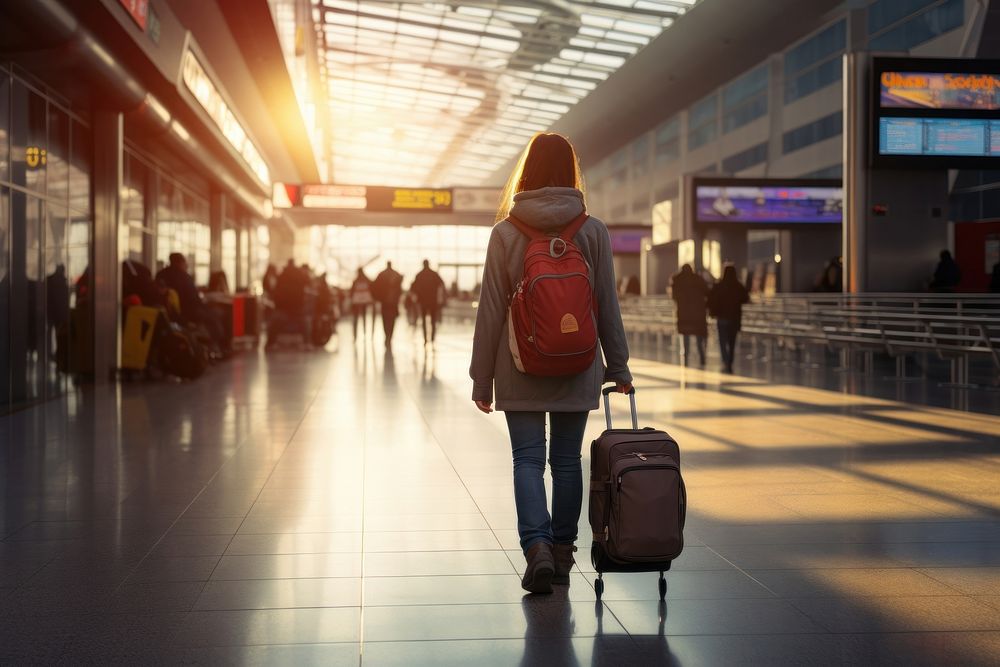 Backpacker walking airport terminal. | Free Photo - rawpixel
