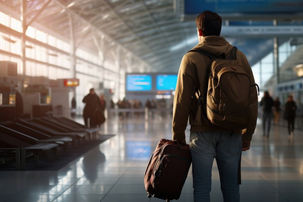 Backpacker airport terminal luggage. | Free Photo - rawpixel