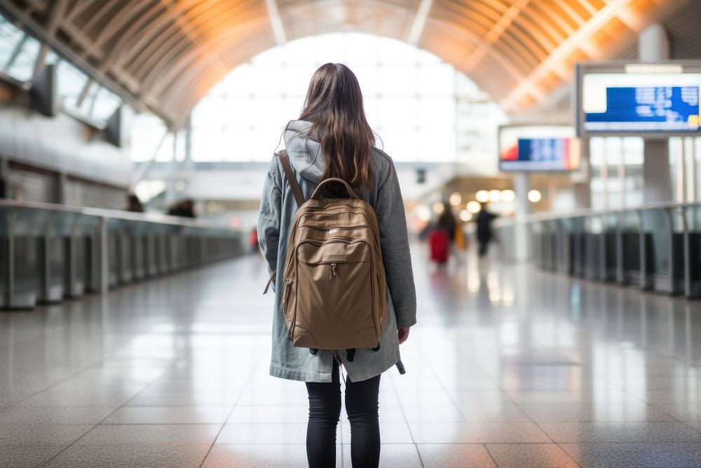 Girl airport backpack terminal. | Premium Photo - rawpixel
