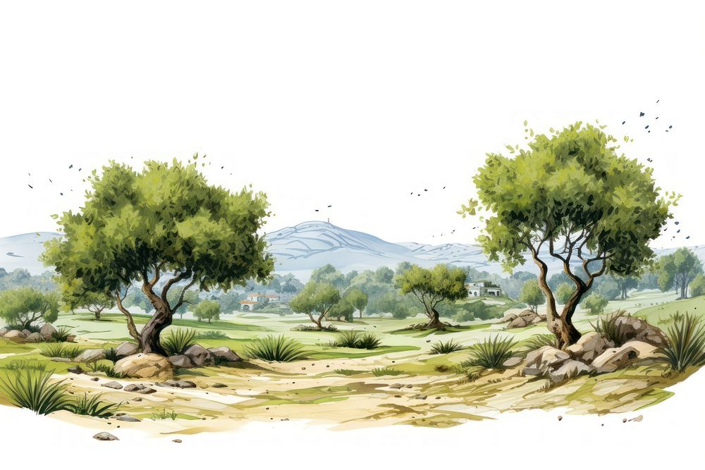 Olive tree fields landscape outdoors | Premium Photo Illustration ...