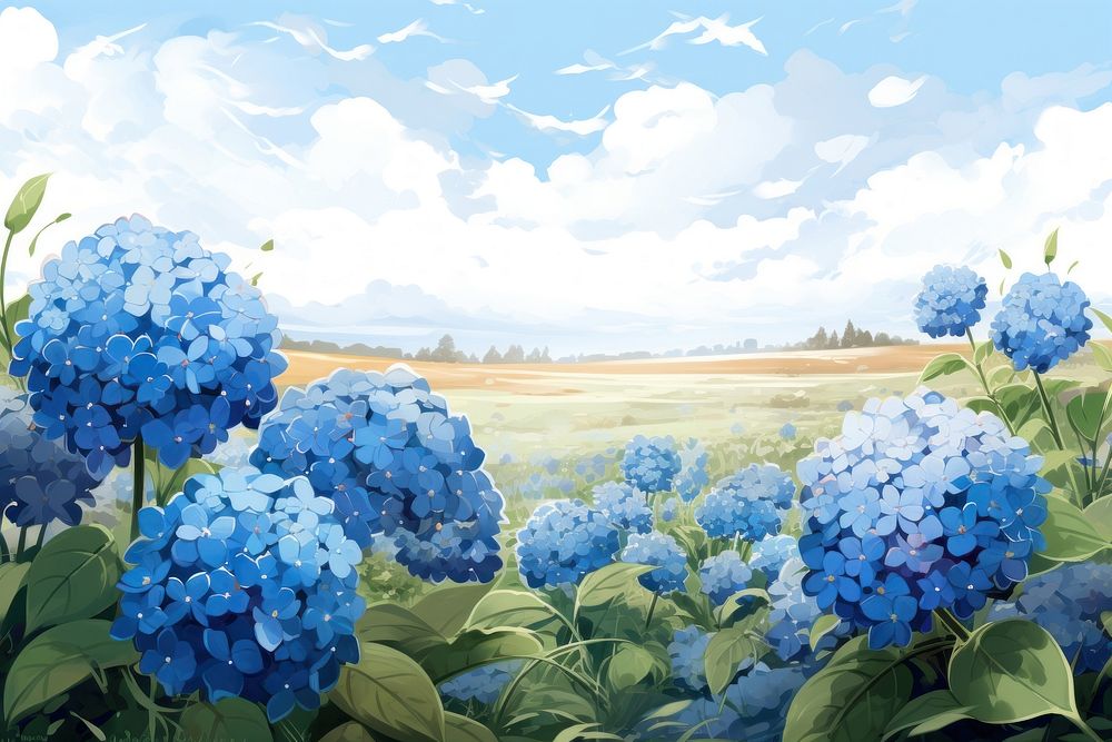 Hydrangea fields landscape outdoors blossom. | Free Photo Illustration ...