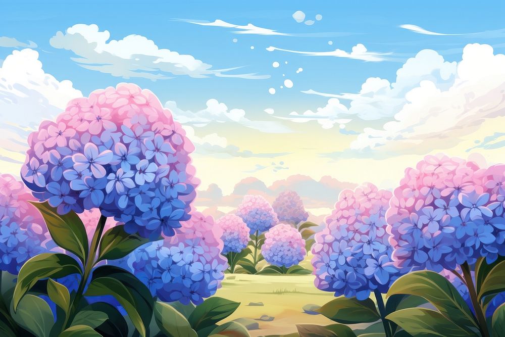 Hydrangea fields landscape outdoors blossom. | Premium Photo ...
