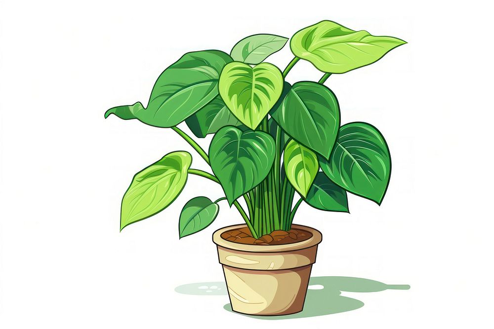Indoor plant cartoon green leaf. | Free Photo Illustration - rawpixel