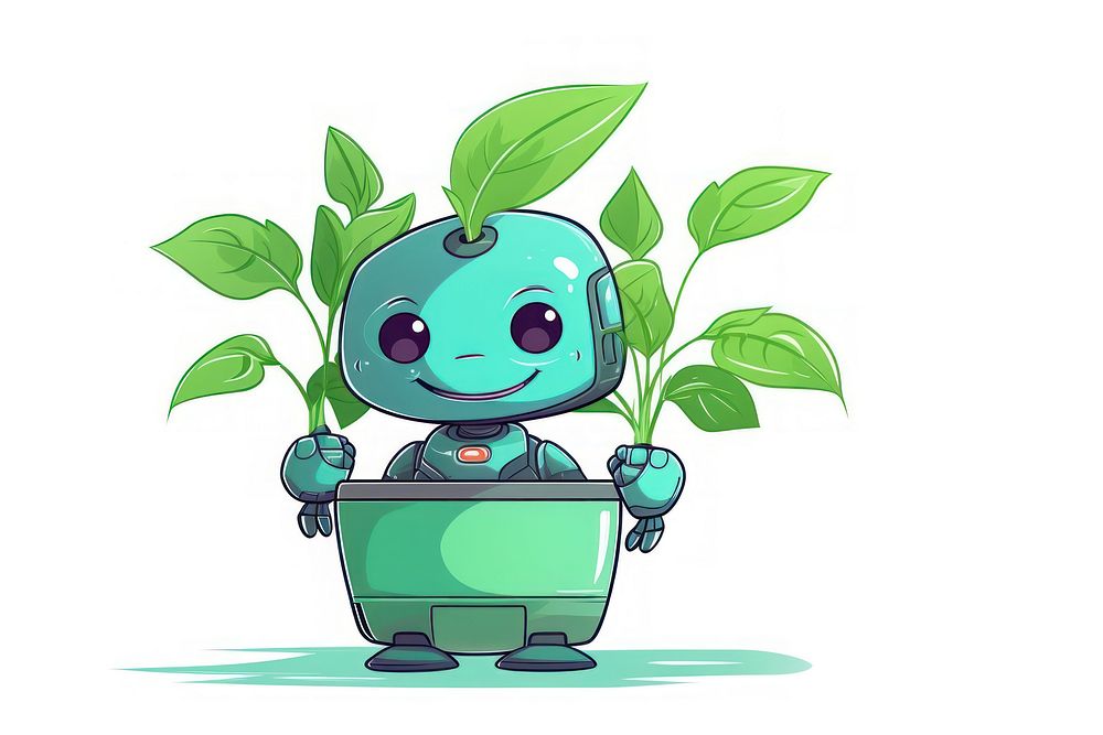Robotic indoor plant cartoon green | Premium Photo Illustration - rawpixel
