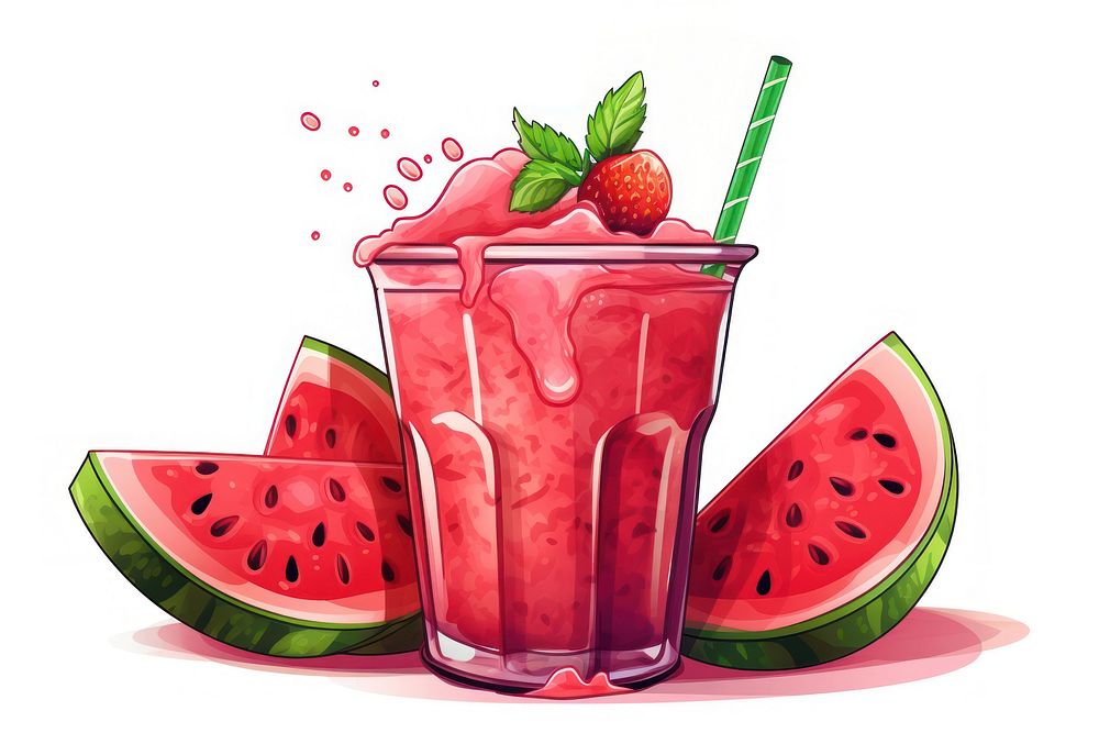 Watermelon Smoothie Cartoon Fruit Berry Premium Photo Illustration Rawpixel
