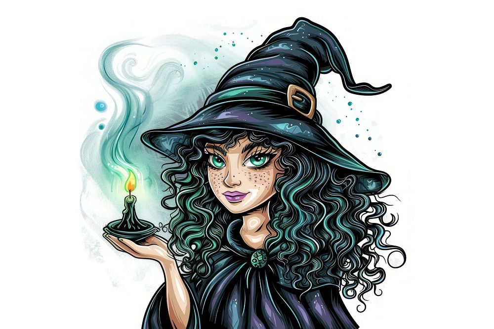 Witch cartoon drawing sketch. | Premium Photo Illustration - rawpixel