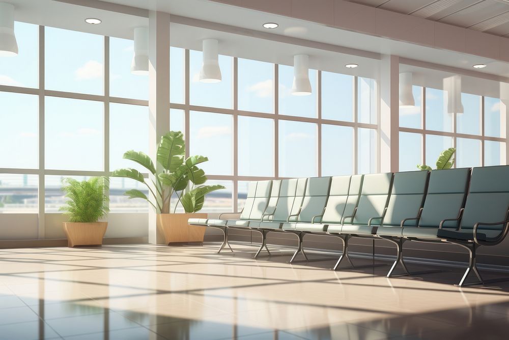 Waiting area seats new airport | Free Photo Illustration - rawpixel