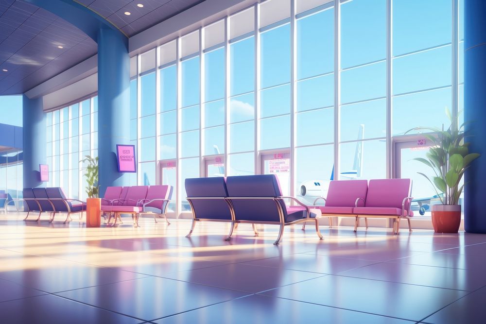 Waiting area seats new airport | Free Photo Illustration - rawpixel