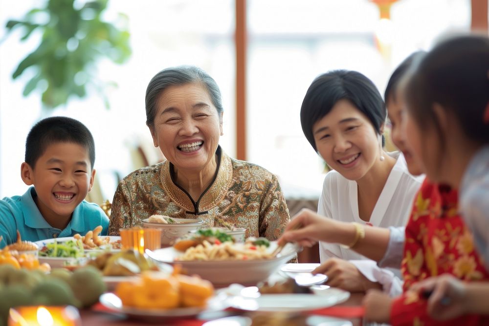 Asian chinese family dinner adult | Free Photo - rawpixel