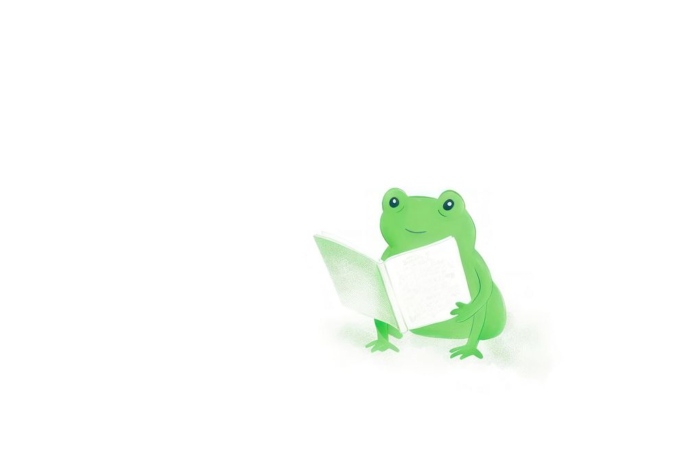 Frog reading book wildlife reptile | Free Photo Illustration - rawpixel