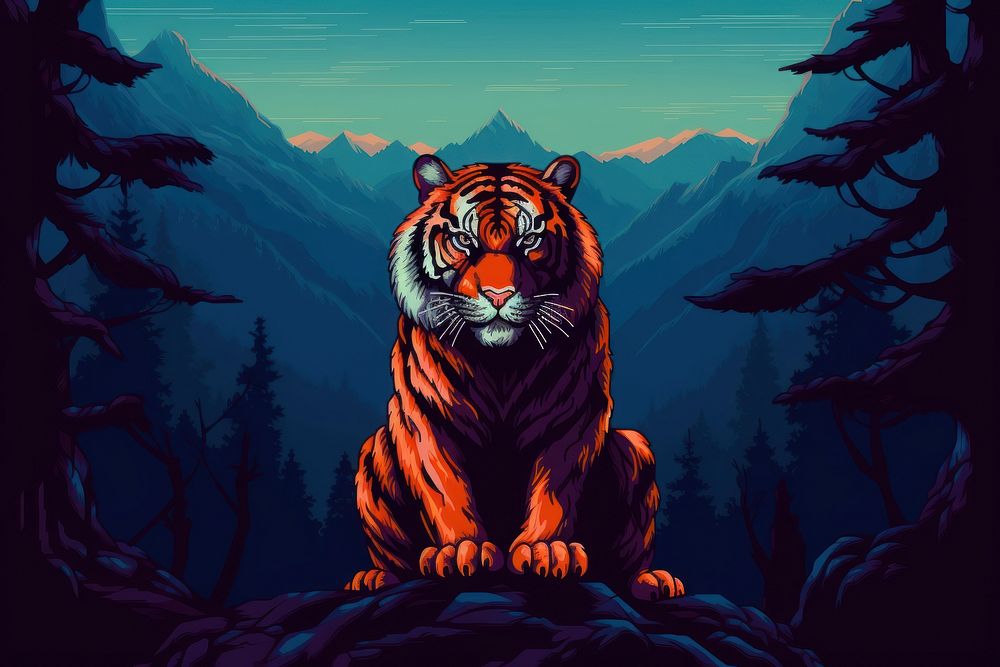 Tiger minimal wildlife outdoors animal. | Free Photo Illustration ...