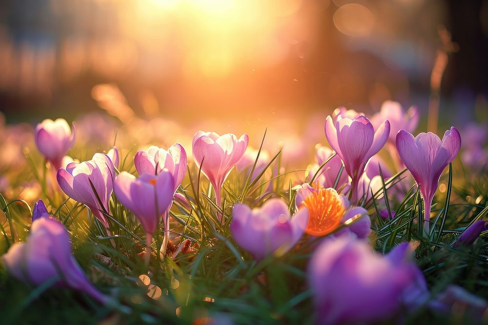 Crocuses sunlight crocus grass. | Premium Photo - rawpixel