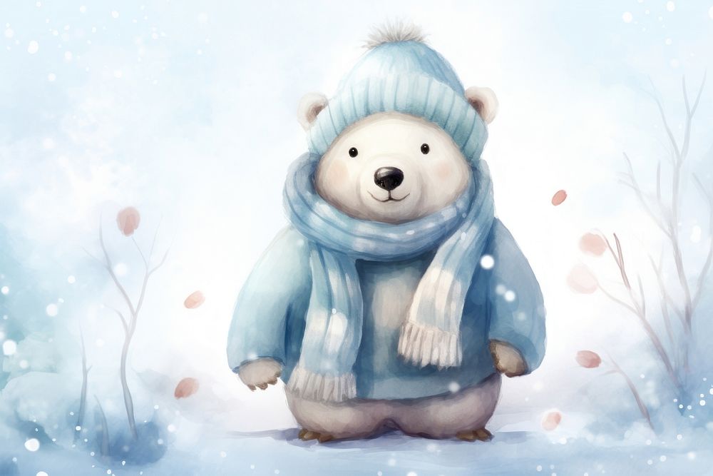 Polar bear winter snow snowman. | Premium Photo Illustration - rawpixel