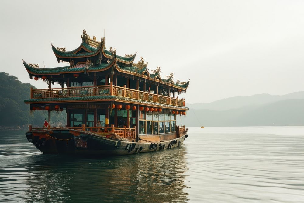Chinese huge boat architecture watercraft | Premium Photo - rawpixel