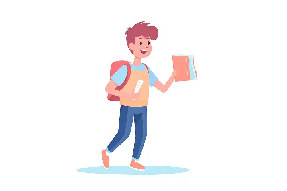 Student reading cartoon white background | Free Photo Illustration ...