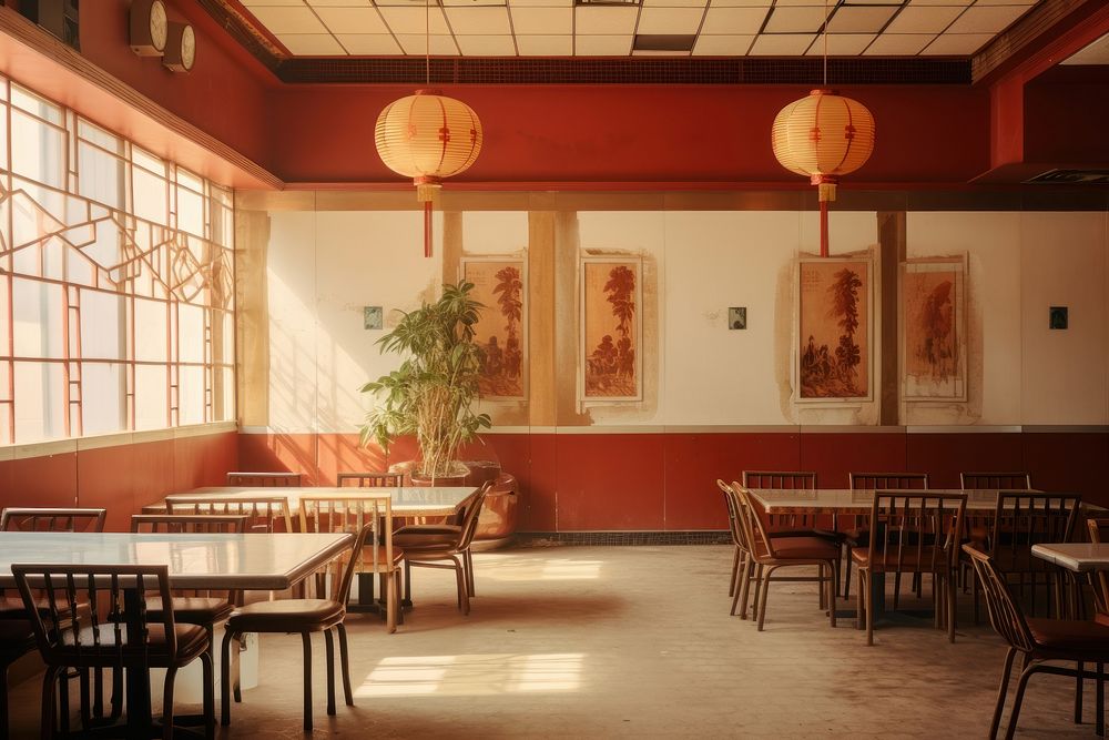 Empty chinese restaurant architecture furniture | Free Photo - rawpixel