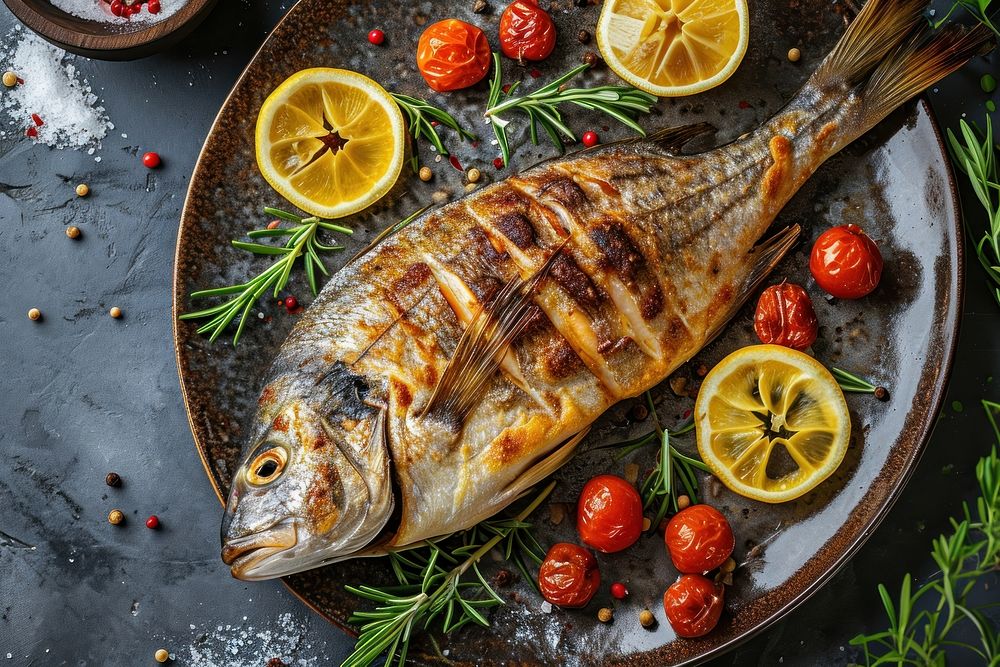Oven roasted fish platter seafood | Free Photo - rawpixel